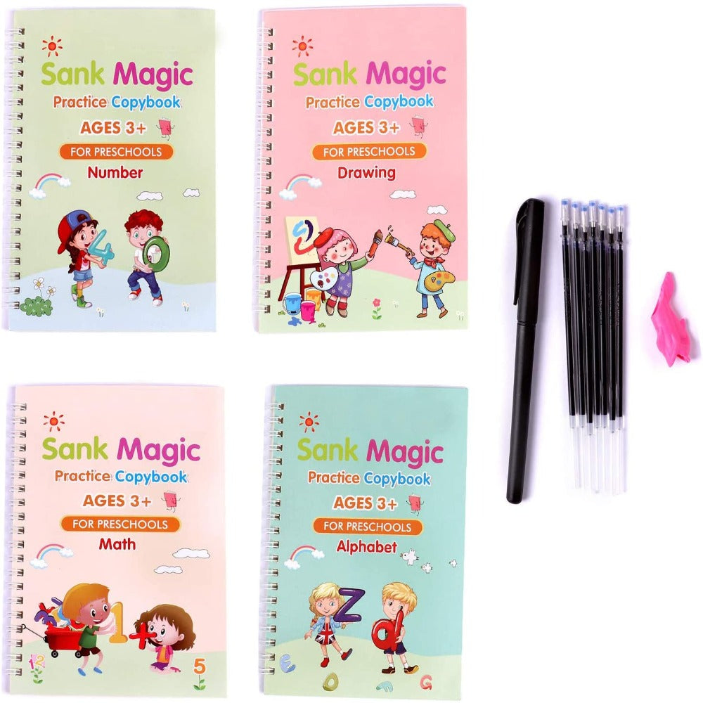 Buy Sank Reusable Magic Practice Copybook For Kids 4Pcs Pack
